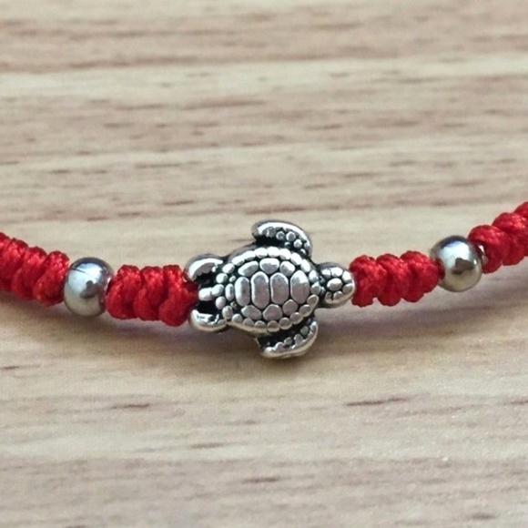 Handmade | Jewelry | Charming Silver Turtle Lucky Red String Bracelet ...